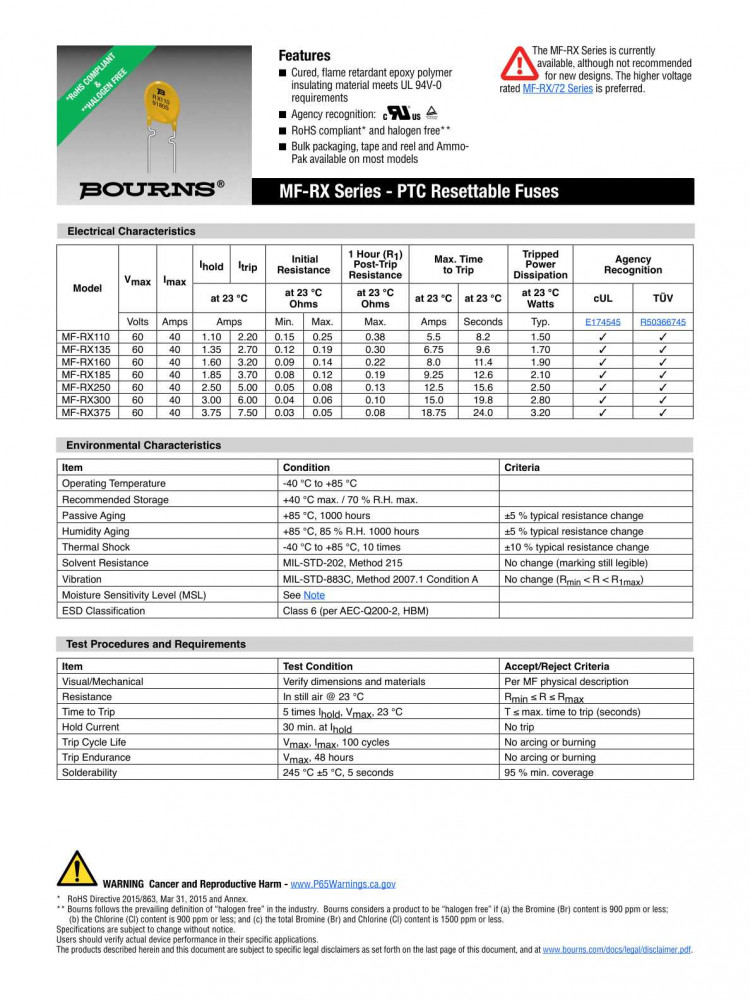 MF-RX Series datasheet page 1