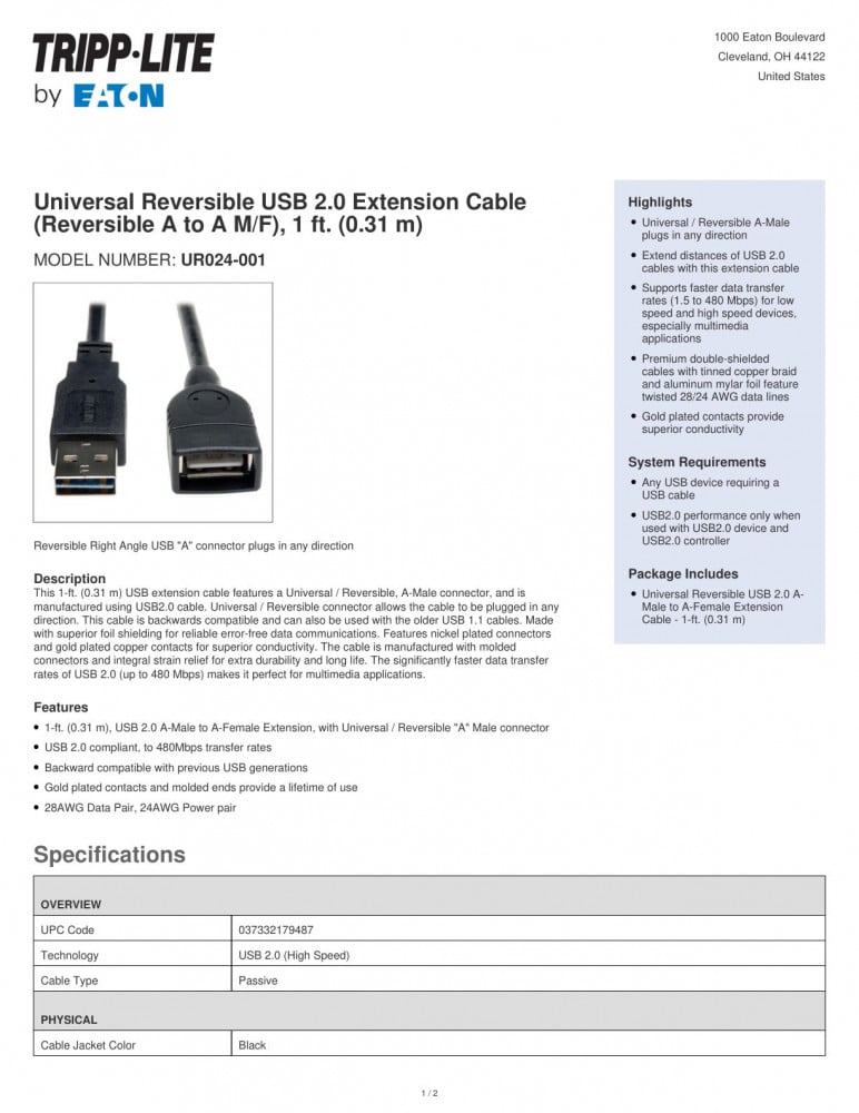 UR024-001 technical document page 1