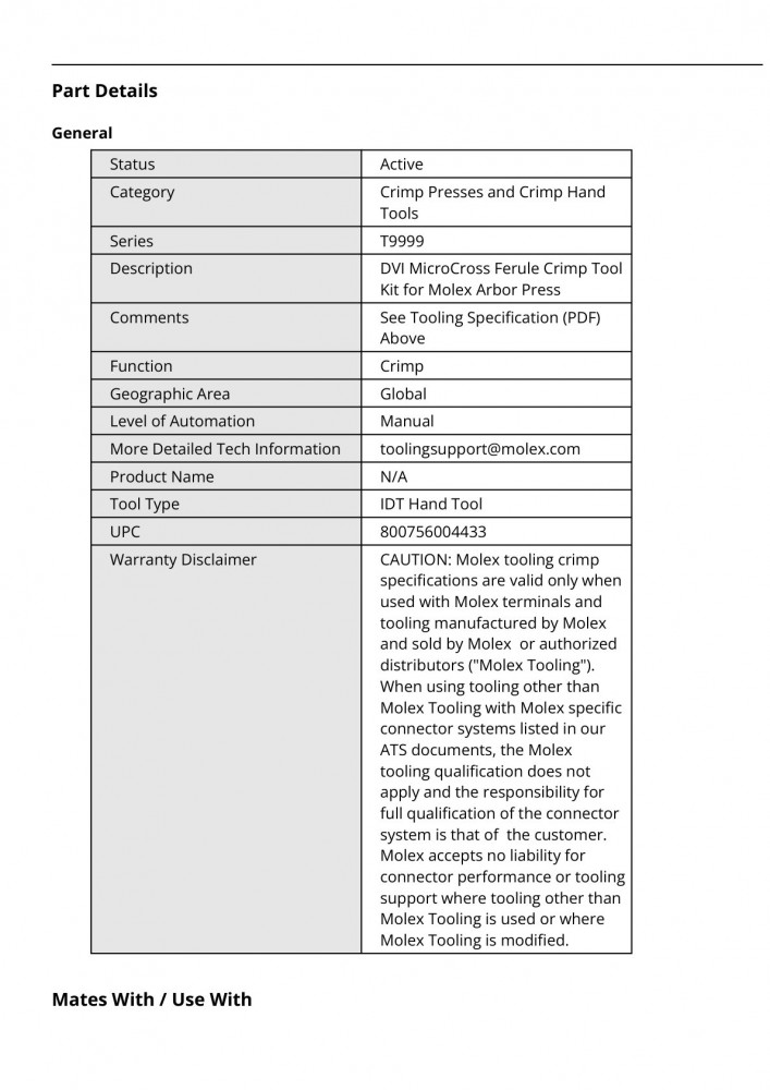 Tooling document image 2 for MOLEX 622018000