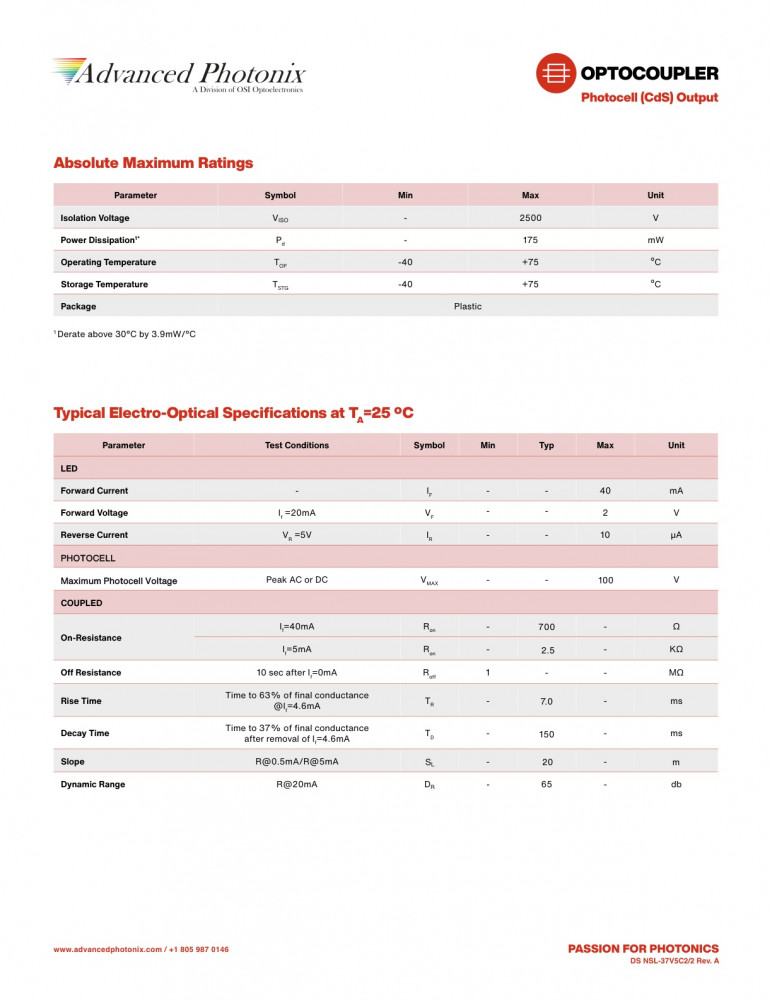 NSL-37V5C2/2 datasheet page 2