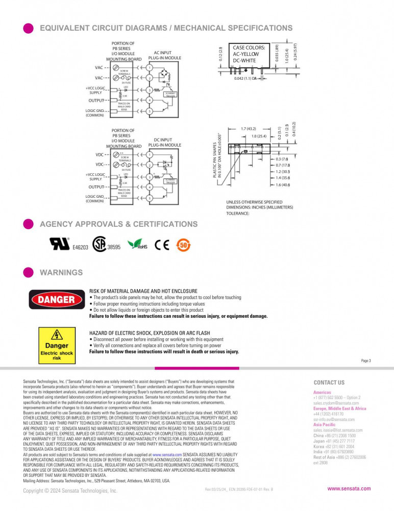 SM Series input modules technical document, page 3