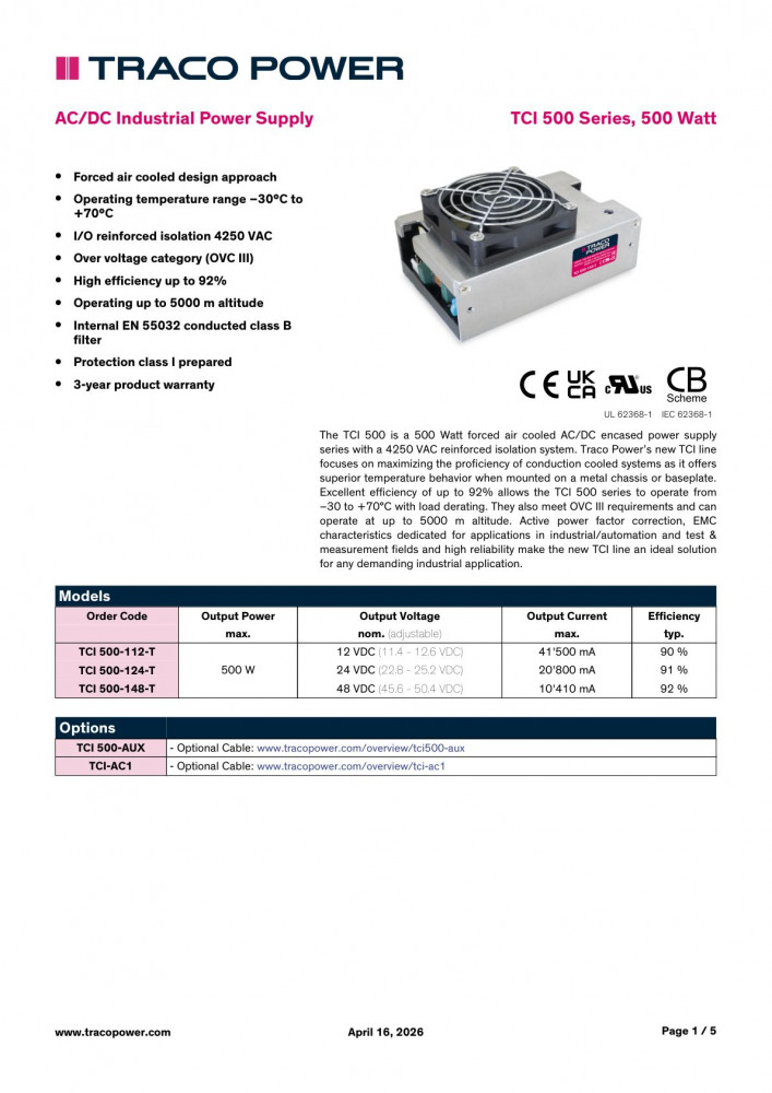 TCI 500 technical document page 1