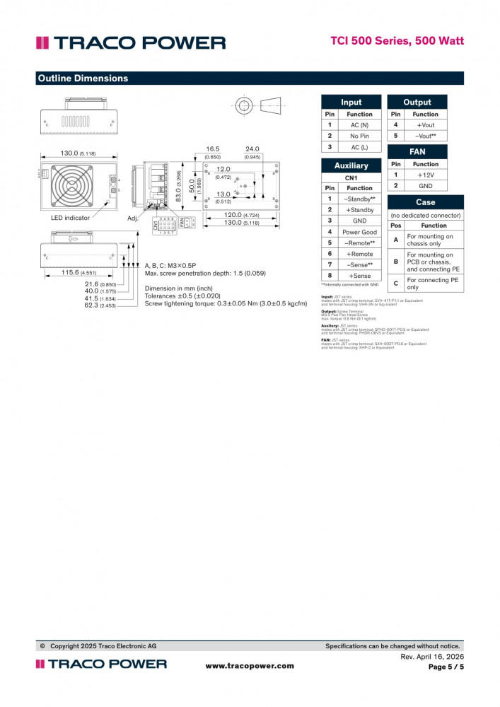 TCI 500 technical document page 5