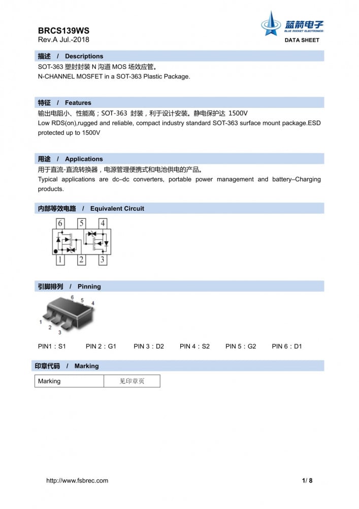 BRCS139WS datasheet page 1