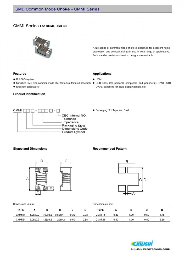 CMMI series datasheet page 1