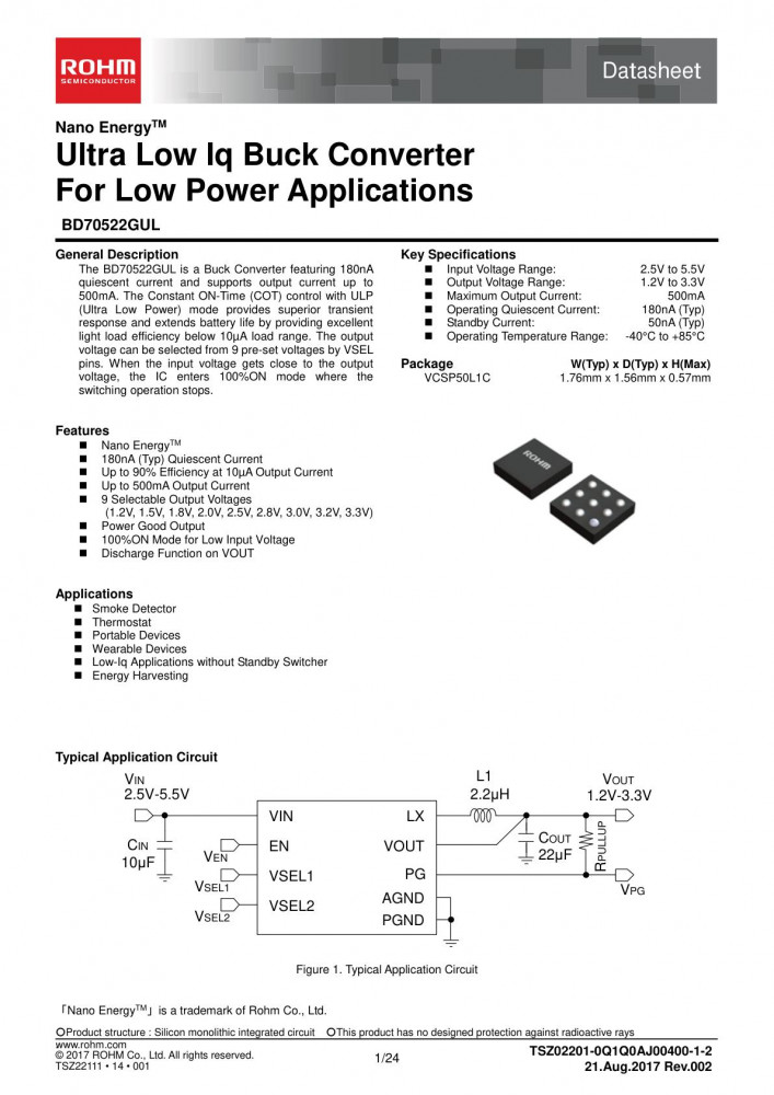 BD70522GUL-E2 datasheet page 1