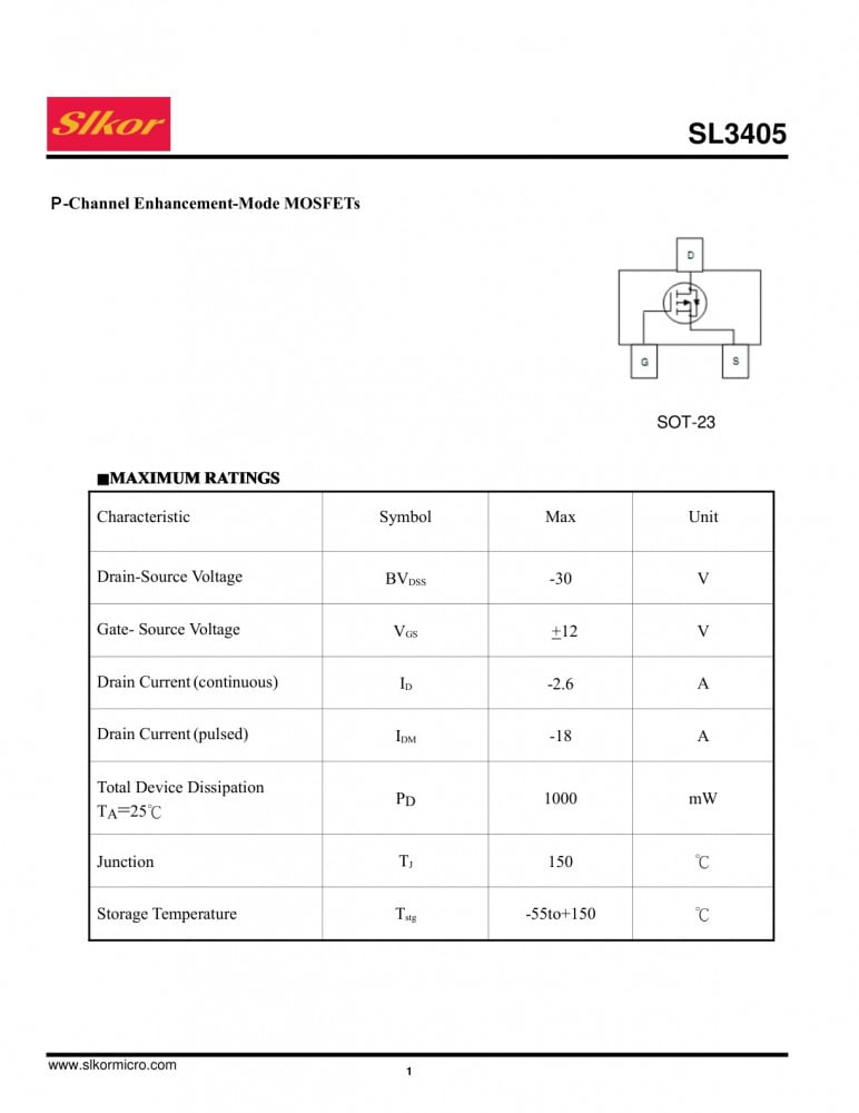 SL3405 technical document page 1