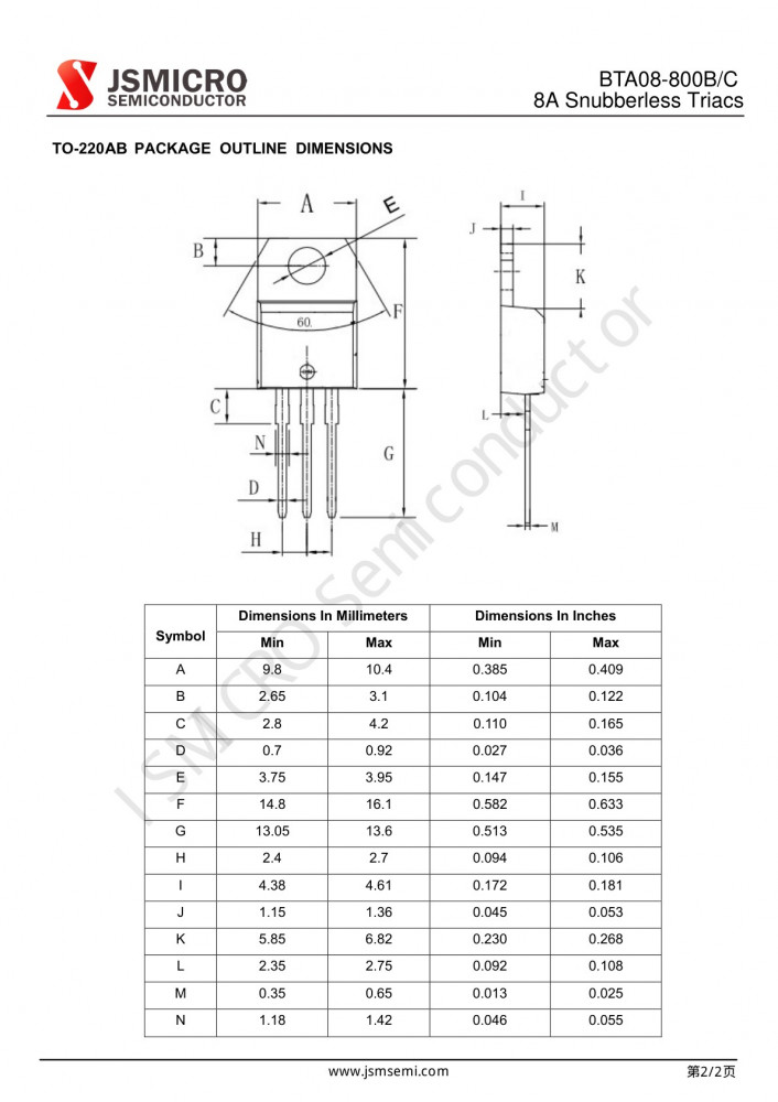 BTA08-800B datasheet page 2