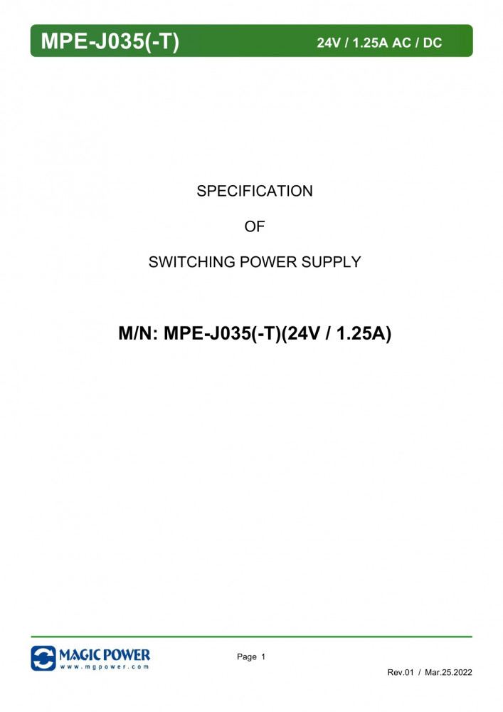 MPE-J035(-T) specification page 1