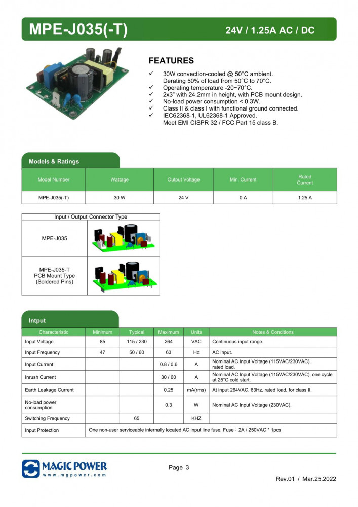 MPE-J035(-T) specification page 3