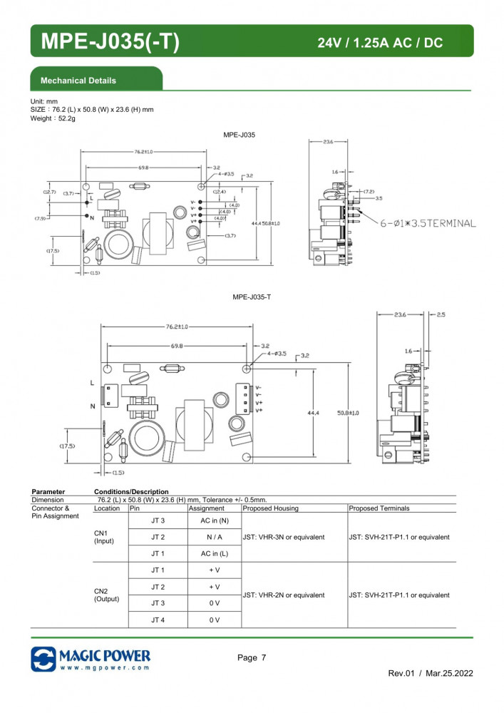 MPE-J035(-T) specification page 7