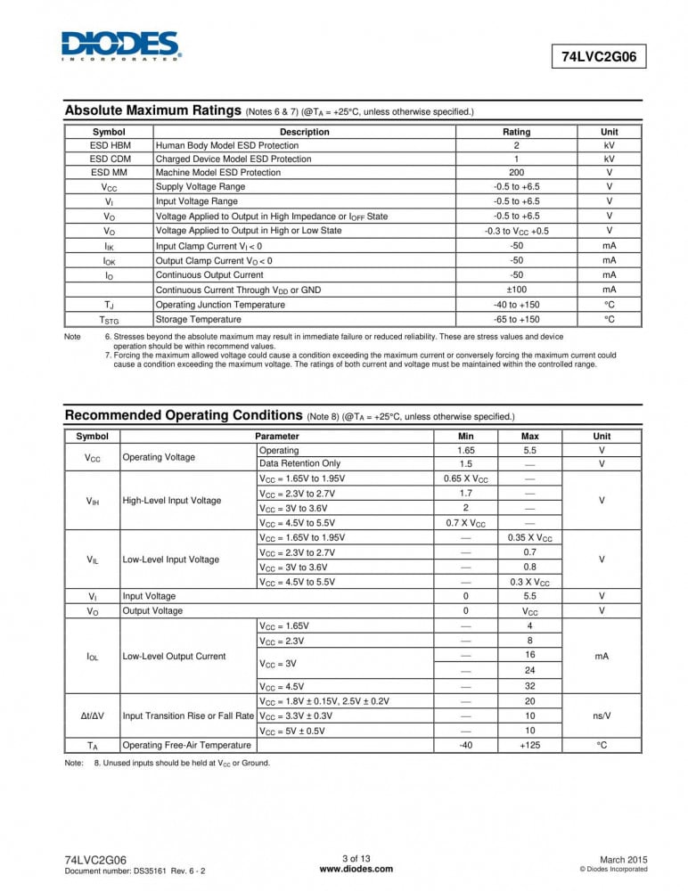 74LVC2G06FZ4-7 datasheet page 3