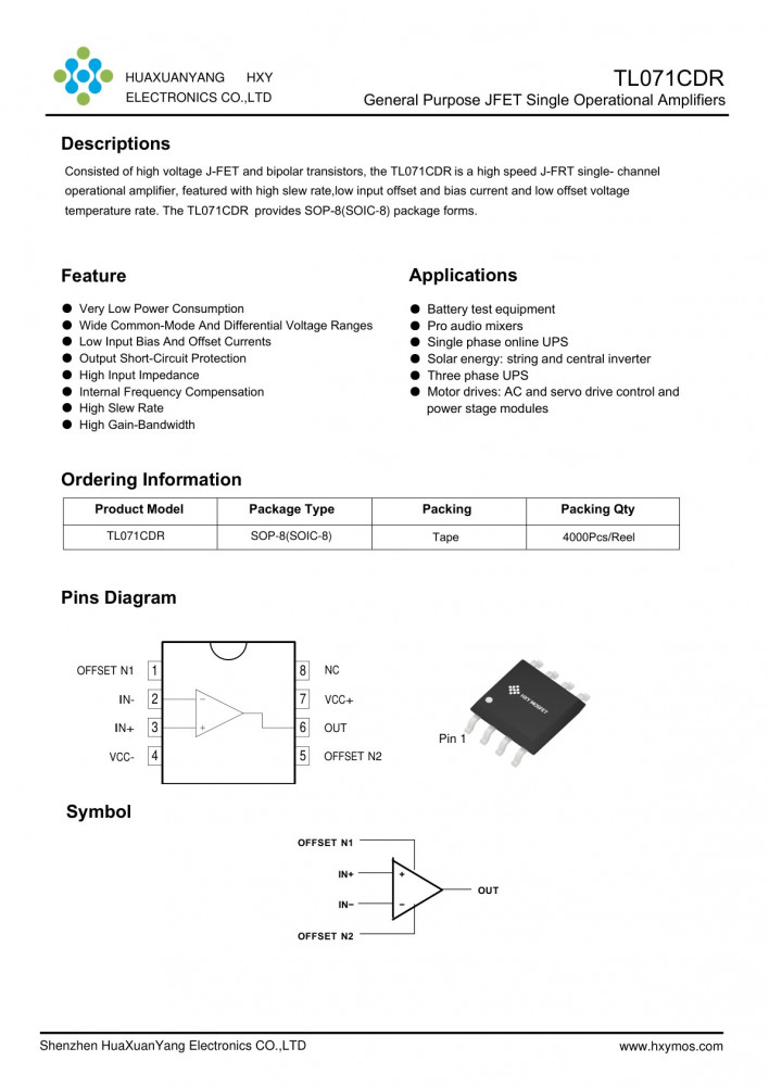 TL071CDR-HXY datasheet page 1