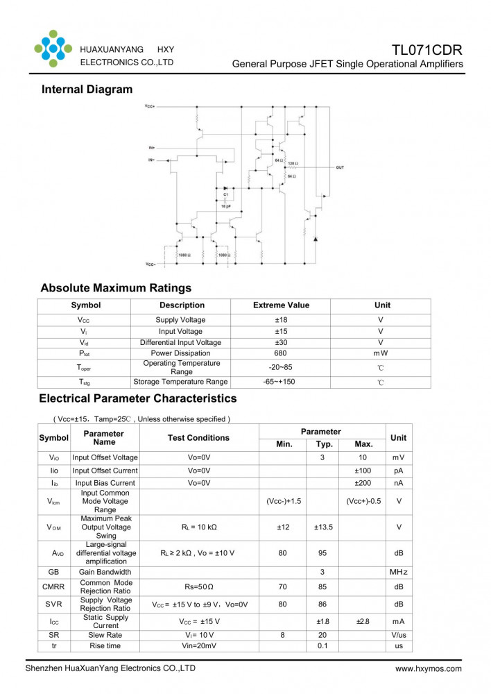 TL071CDR-HXY datasheet page 2
