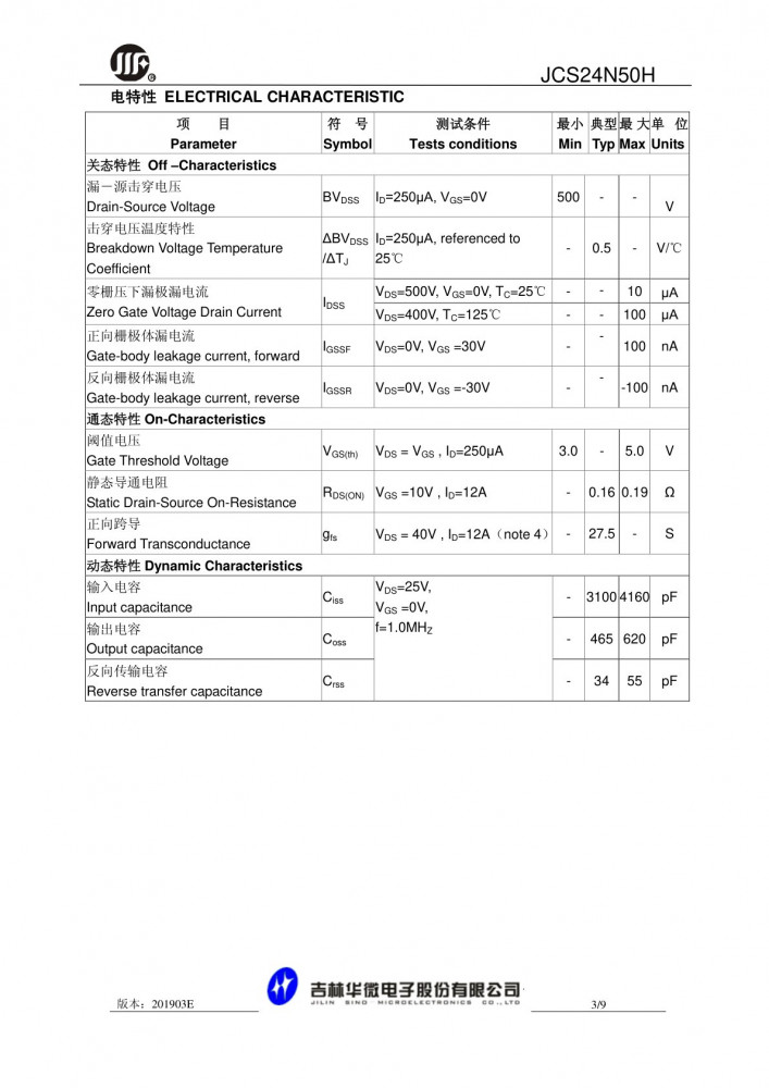 JCS24N50WH datasheet page 3