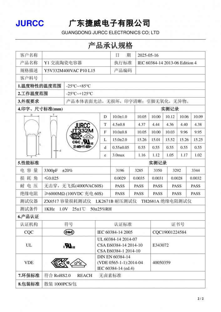JW332M400VACP10 product approval document page 2