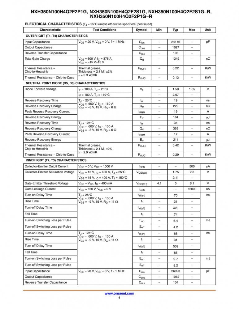 NXH350N100H4Q2F2P1G datasheet page 4