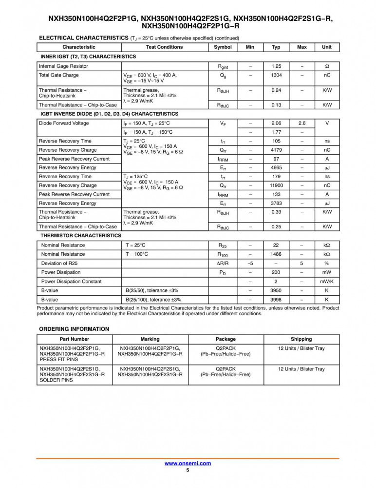 NXH350N100H4Q2F2P1G datasheet page 5