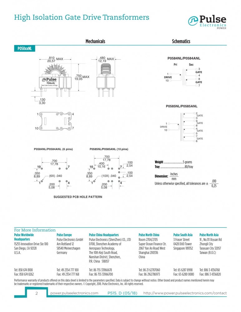 P0585NL technical document page 2