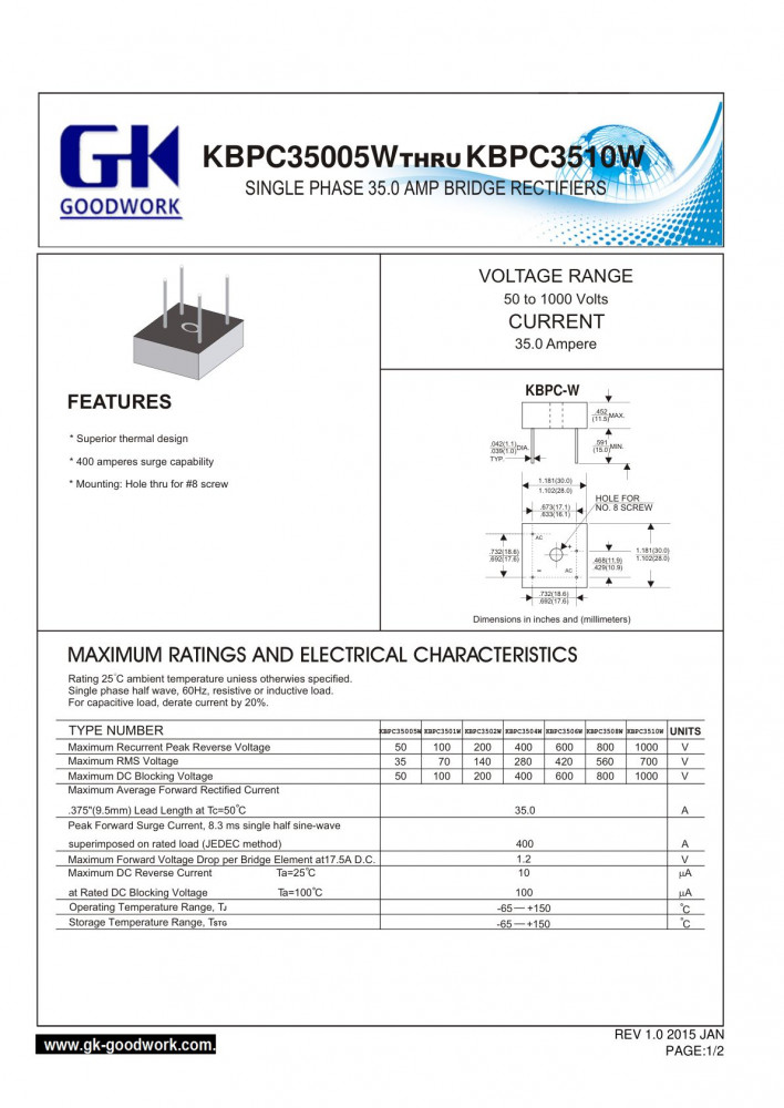 GOODWORK KBPC3510W technical document page 1