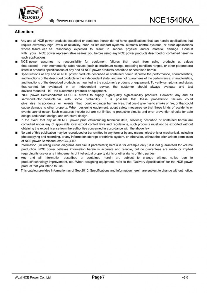 NCE1540KA datasheet page 7