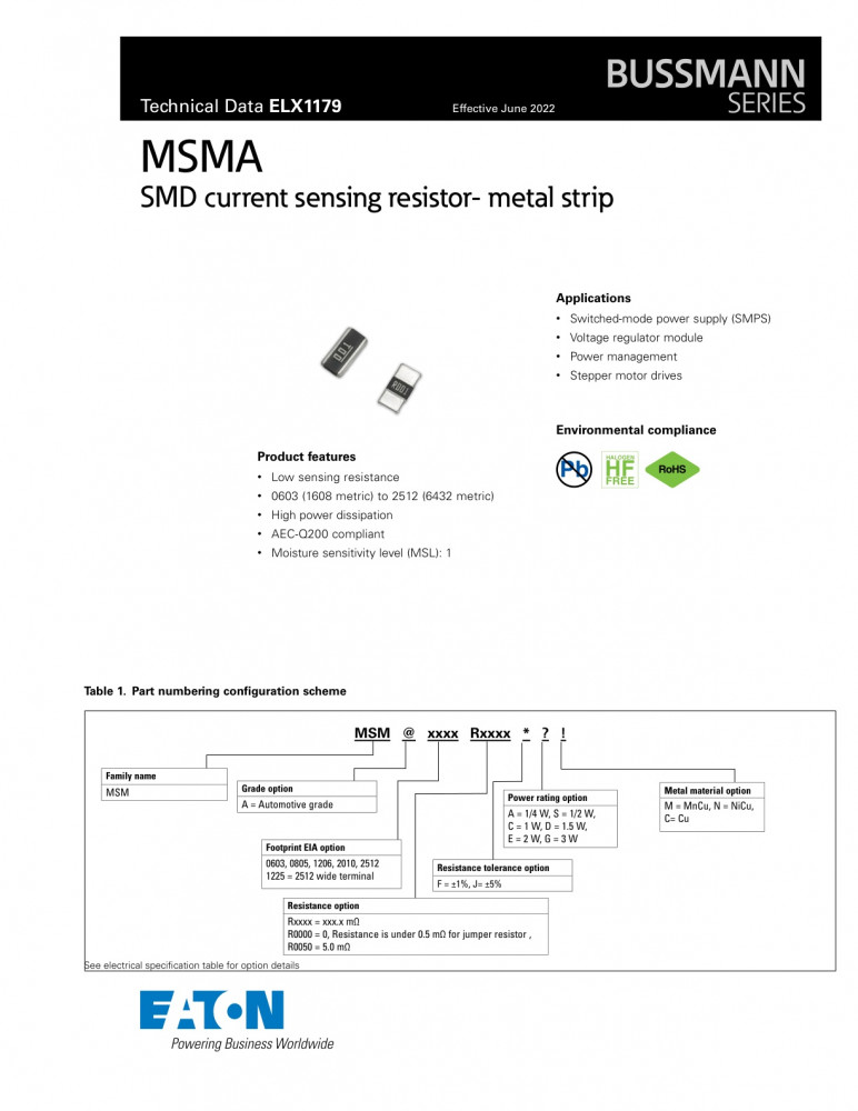 EATON MSMA datasheet page 1