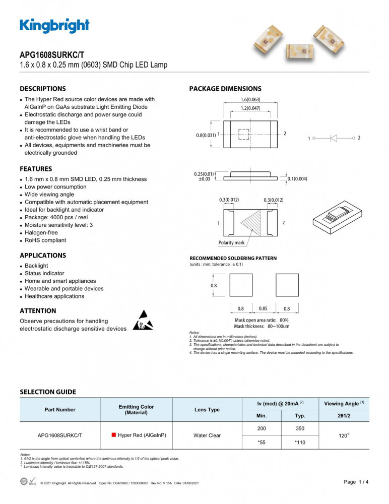 APG1608SURKC/T datasheet page 1