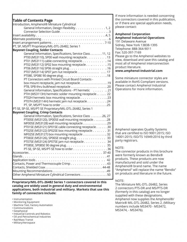 Amphenol PT Series catalog page 2