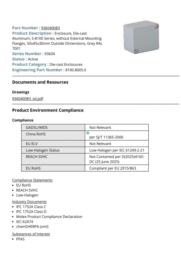 936040083 product drawing, page 1