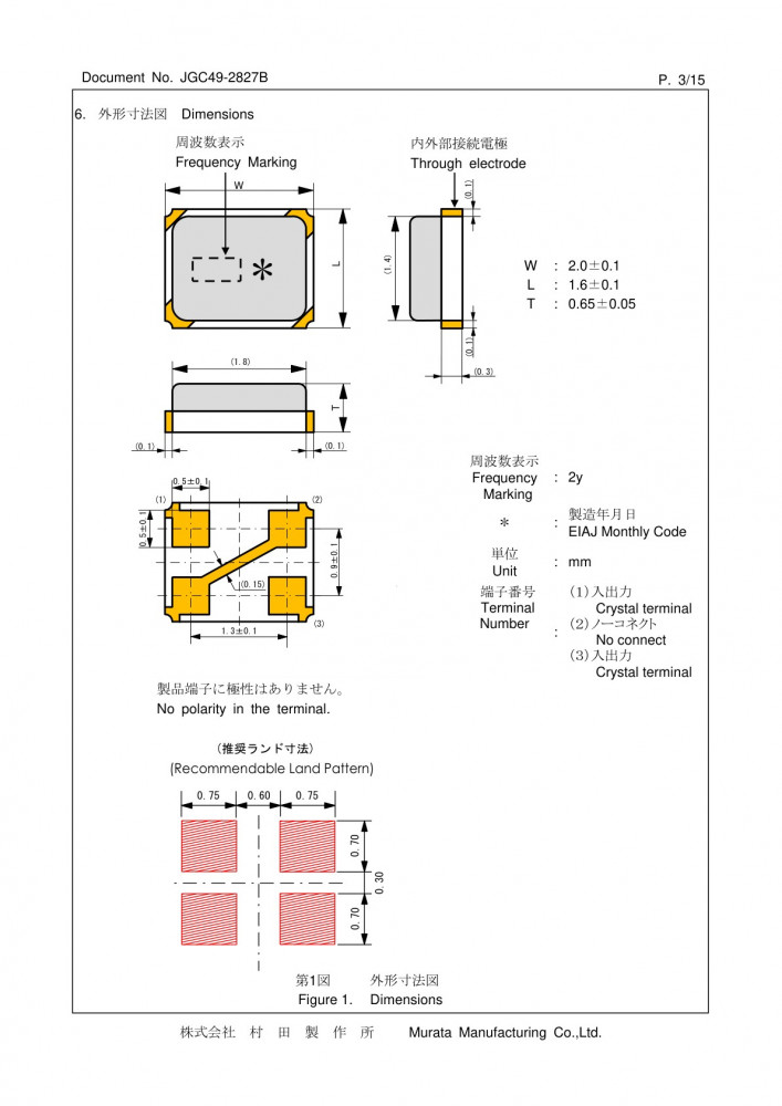 Murata crystal unit specification page 3