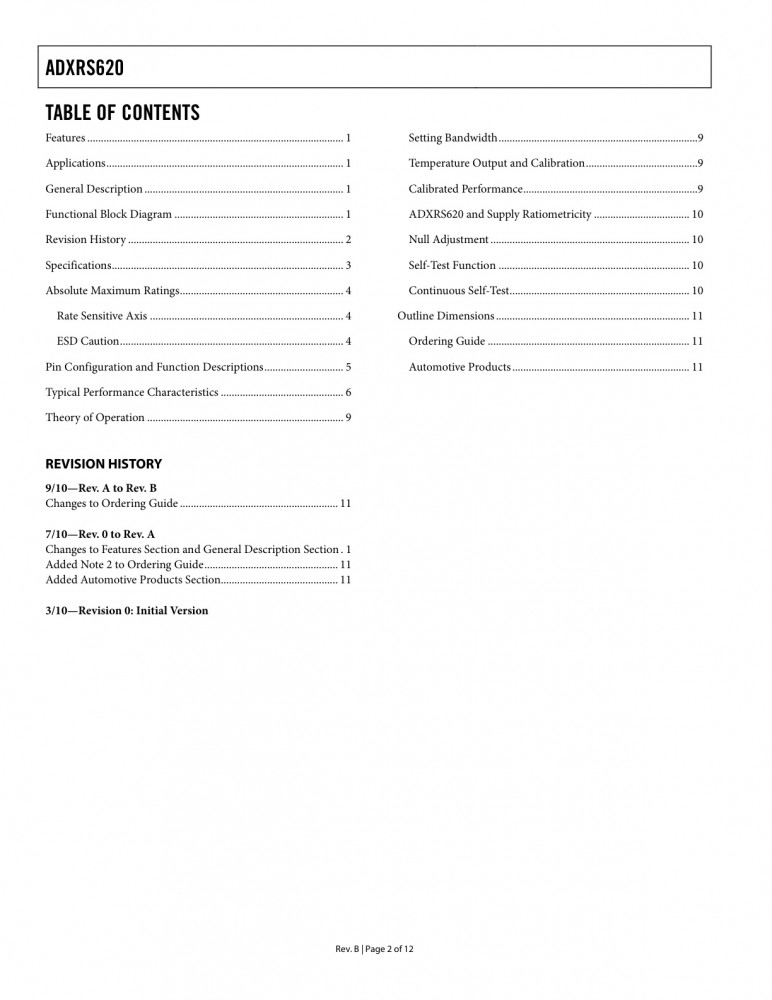 ADXRS620 datasheet page 2