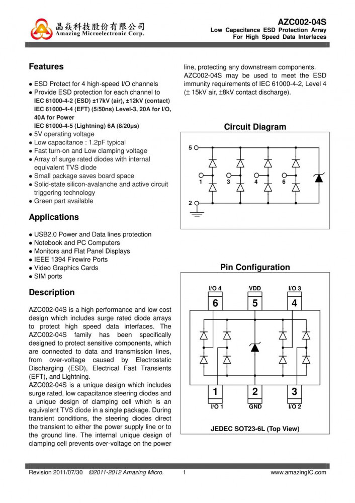 AZC002-04S datasheet page 1