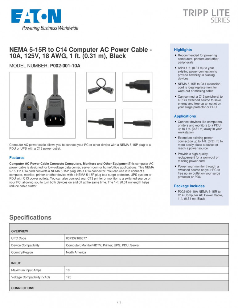 P002-001-10A product document image, page 1