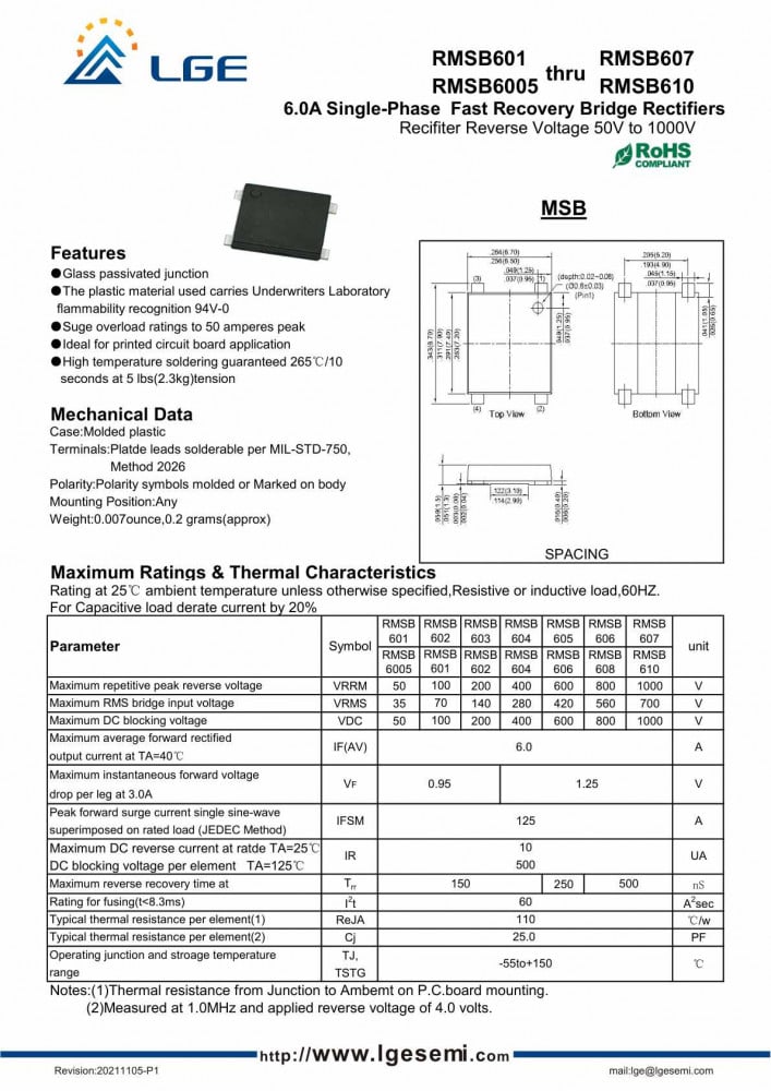 RMSB610 datasheet page 1