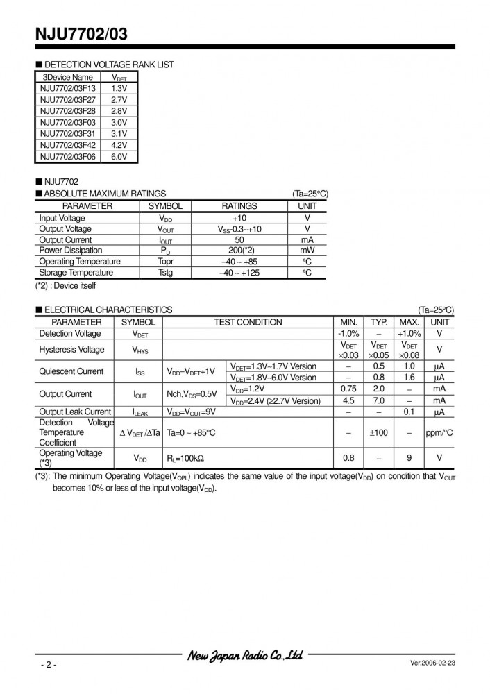 NJU7703 datasheet page 2