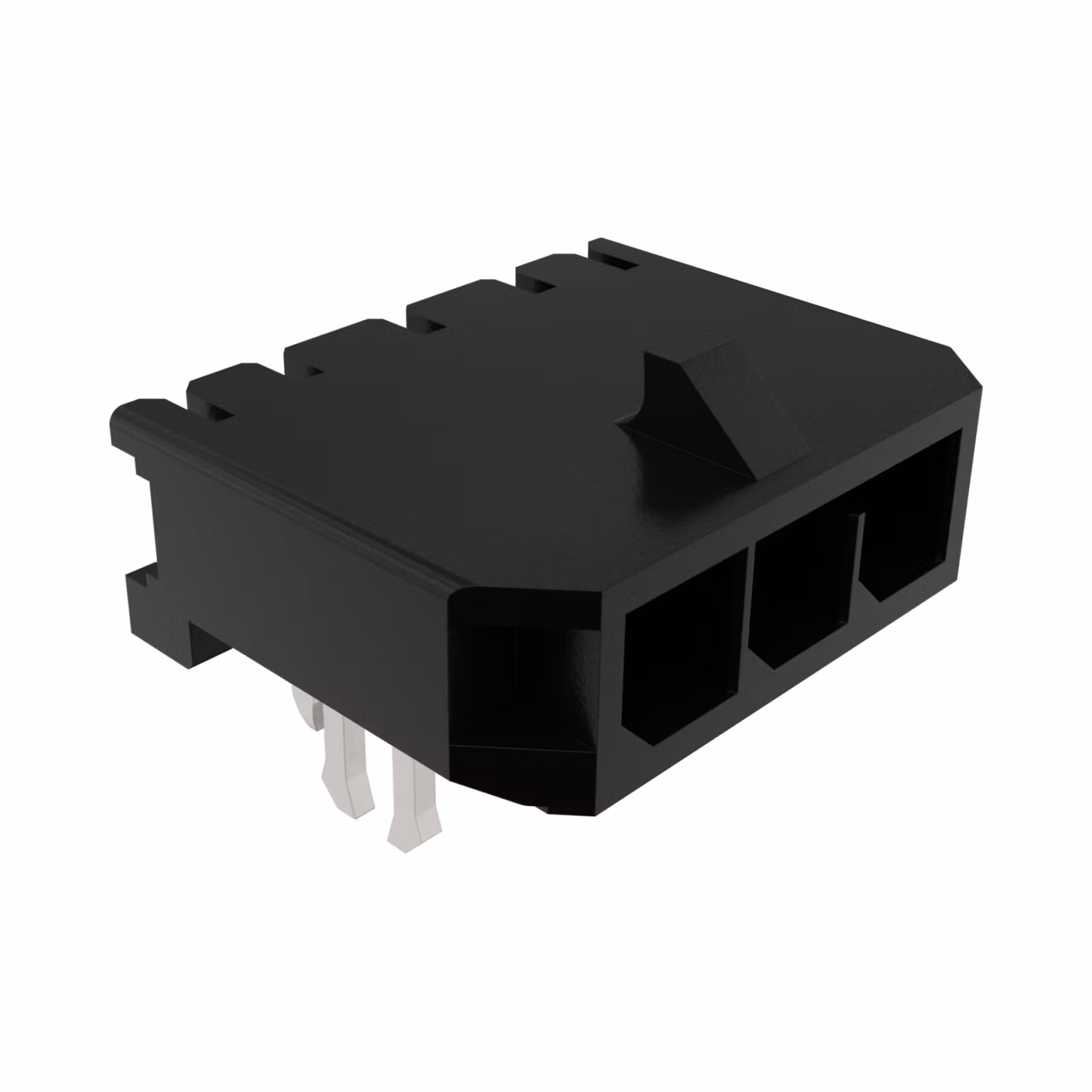 Micro-Fit+ Vertical Header, Surface Mount, 3.00mm Pitch, Single Row, 4 Circuits, 1.50µm Matte Tin (Sn) Plating, Glow-Wire Capable, Press Clip, Black, Tape and Reel