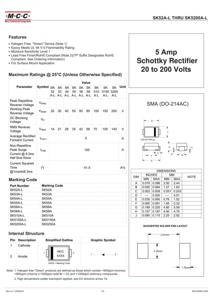 SK510A-LTP datasheet page 1