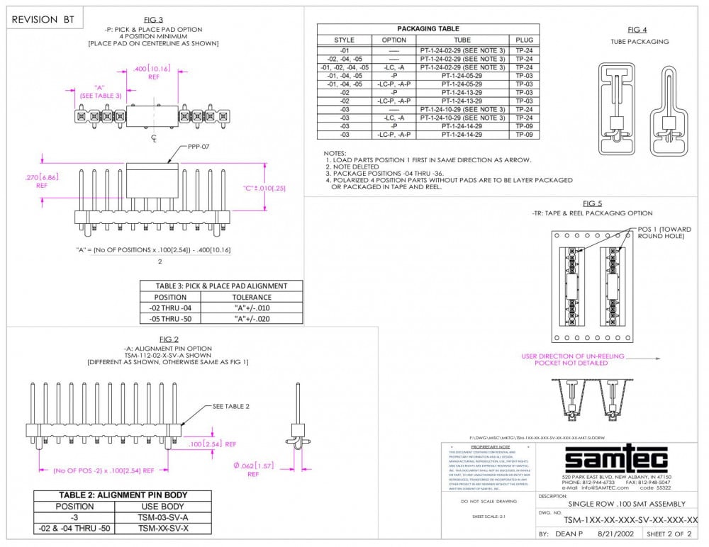 Samtec TSM series drawing page 2