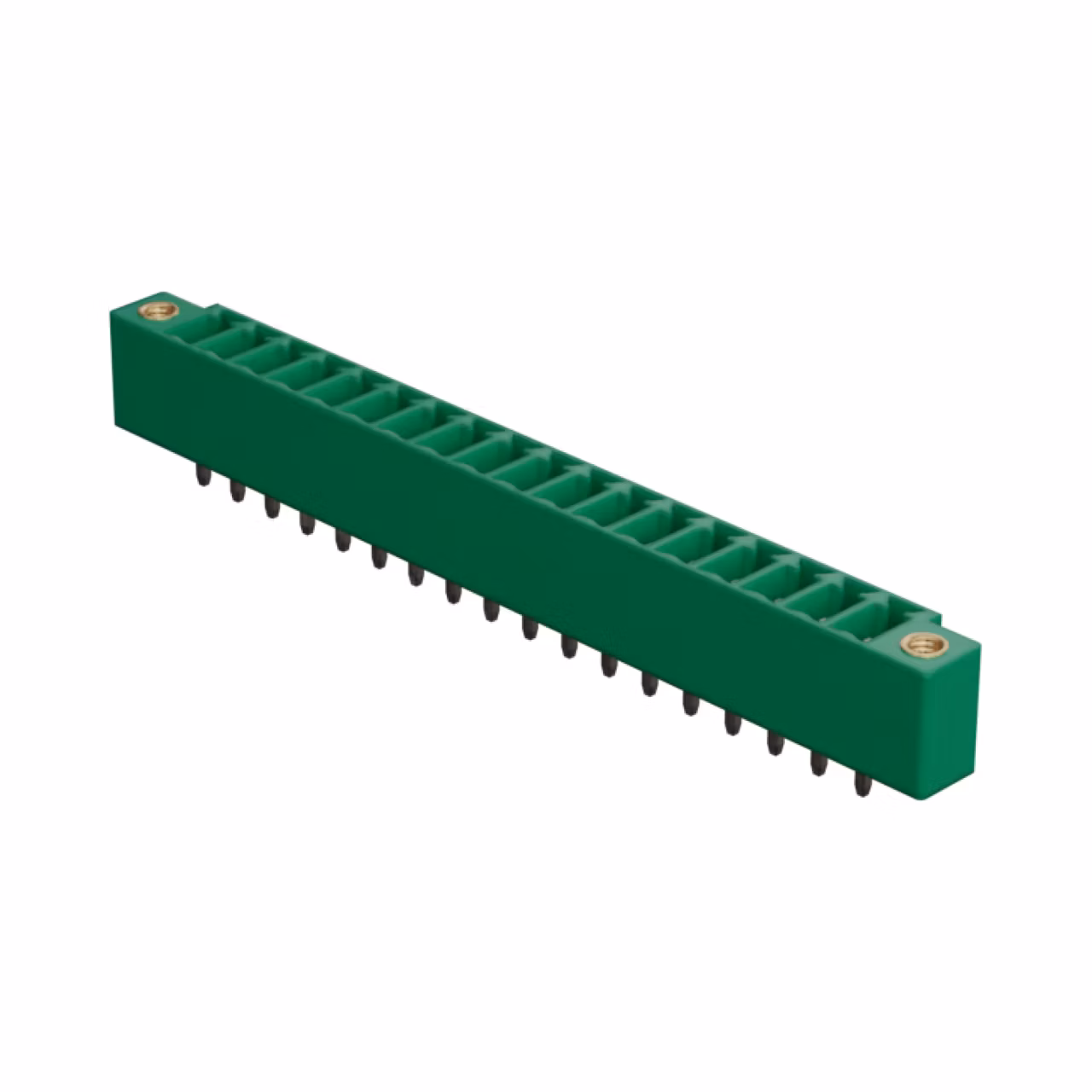3.81mm Pitch Eurostyle Vertical PCB Header, with Threaded Retention Inserts, Green Housing, 18 Circuits for sale