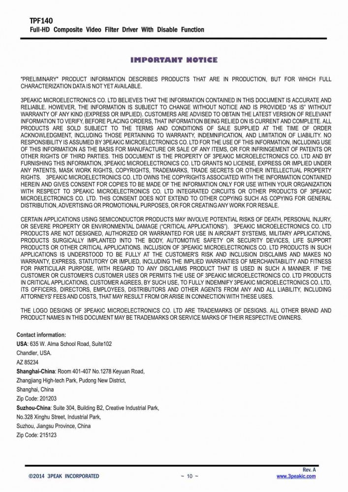 TPF140-TR datasheet page 10