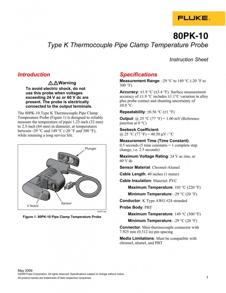 80PK-10 instruction sheet page 1