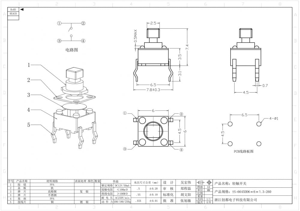 CAX TS-6645DD6x6x7.3-260 specification page 2