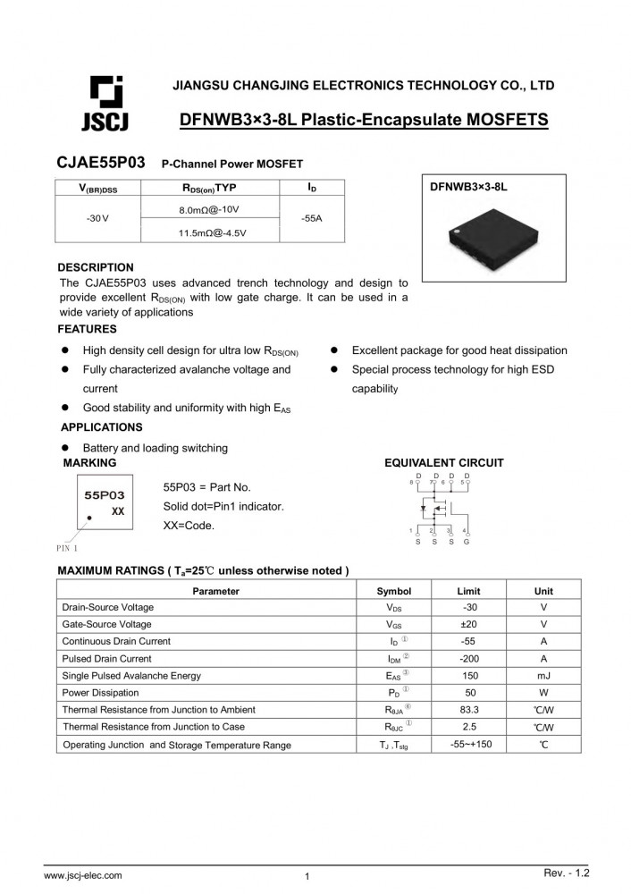 CJAE55P03 datasheet page 1