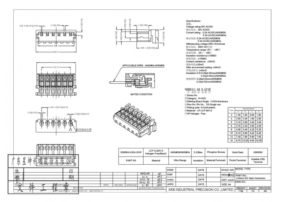 X0600HI-04G-LPHF technical drawing page 1