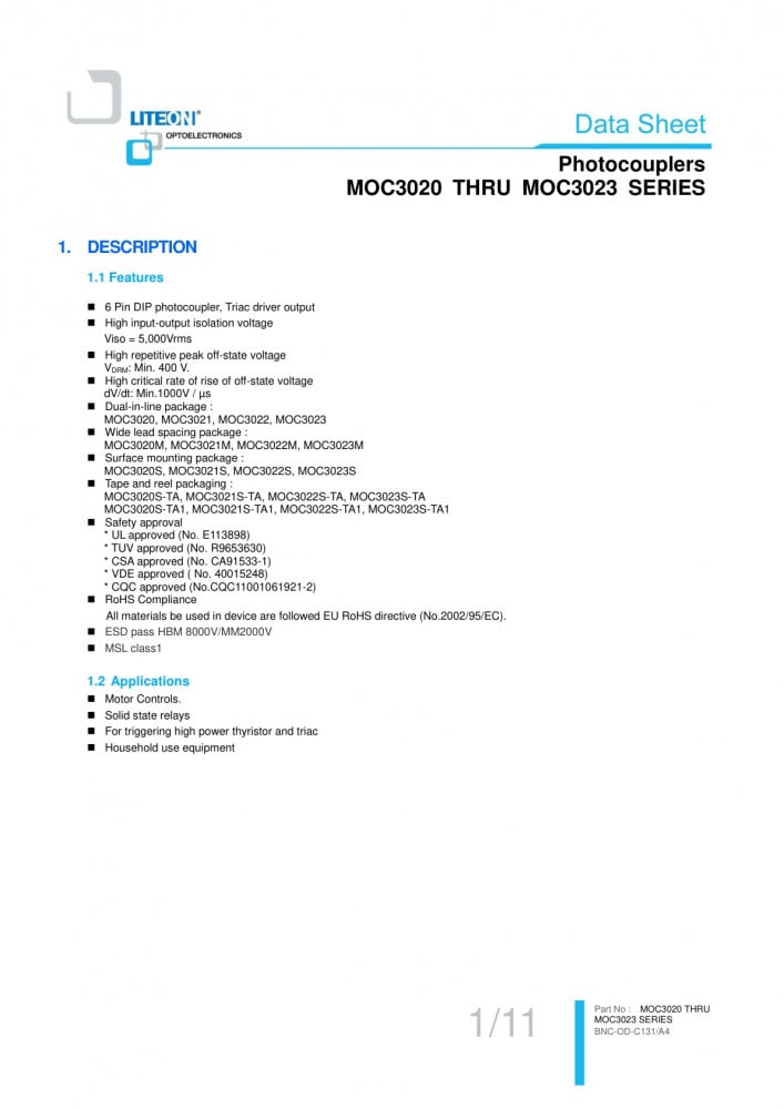 MOC3023 datasheet page 2