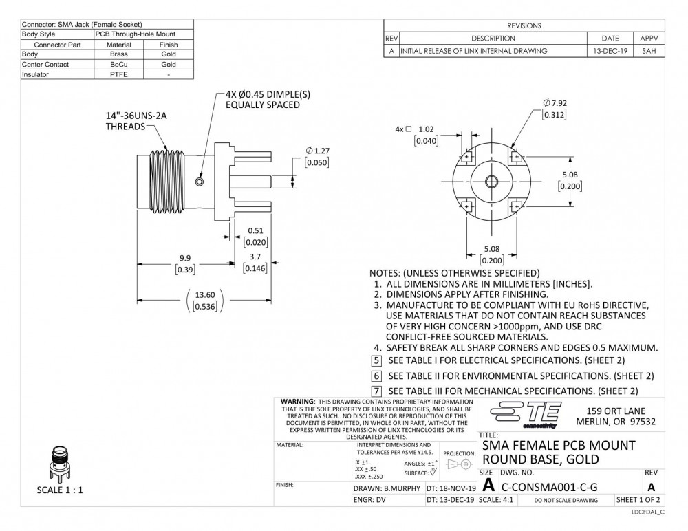 CONSMA001-C-G drawing sheet 1