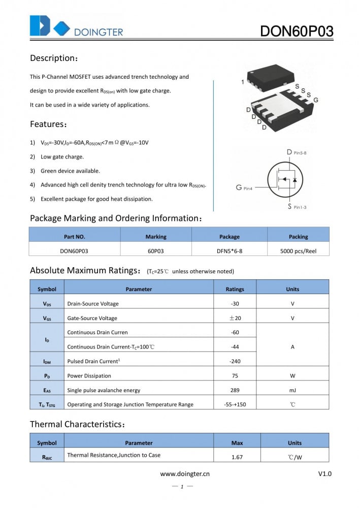 DON60P03 datasheet page 1