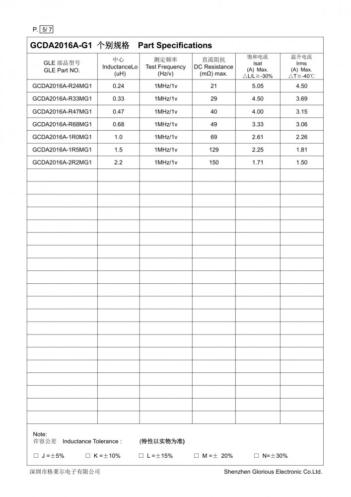 GCDA2016A-G1 specification page 5