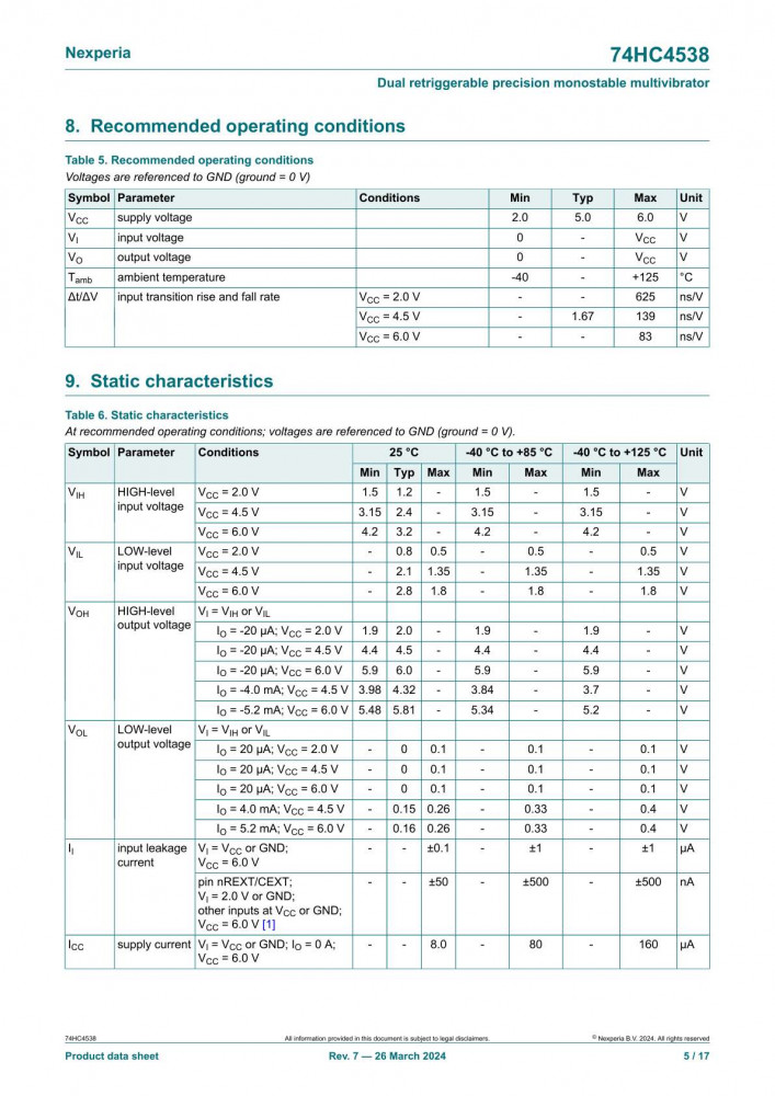 74HC4538D datasheet page 5