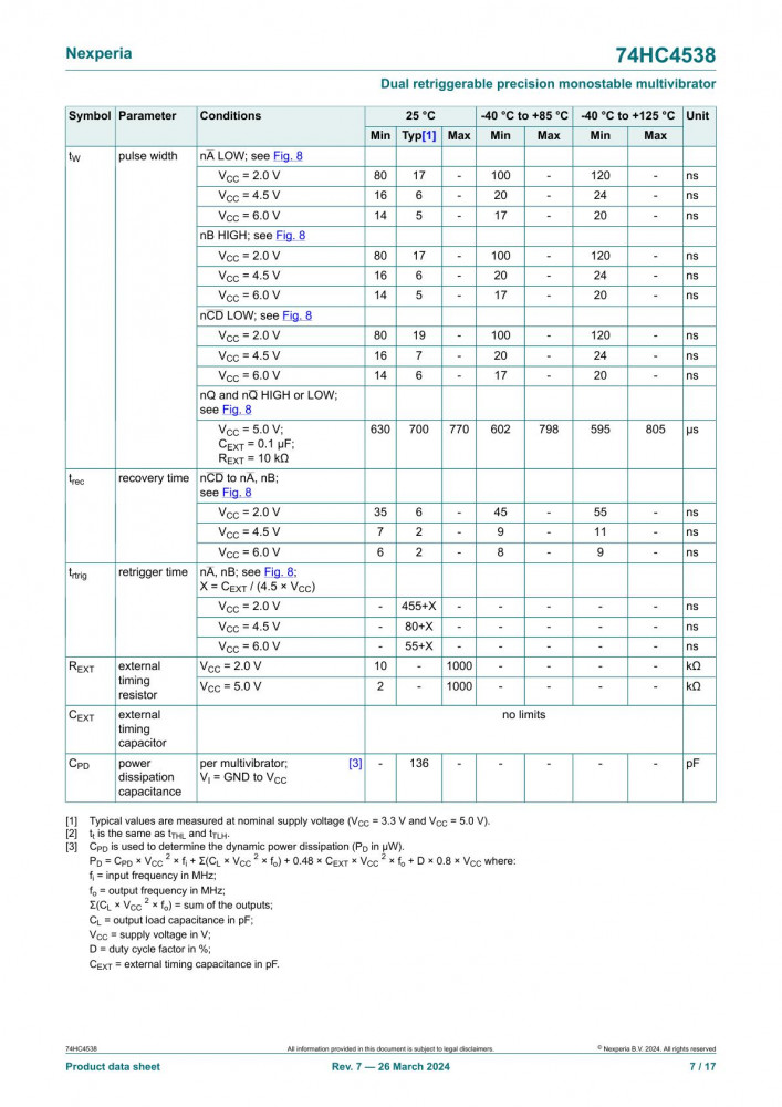 74HC4538D datasheet page 7